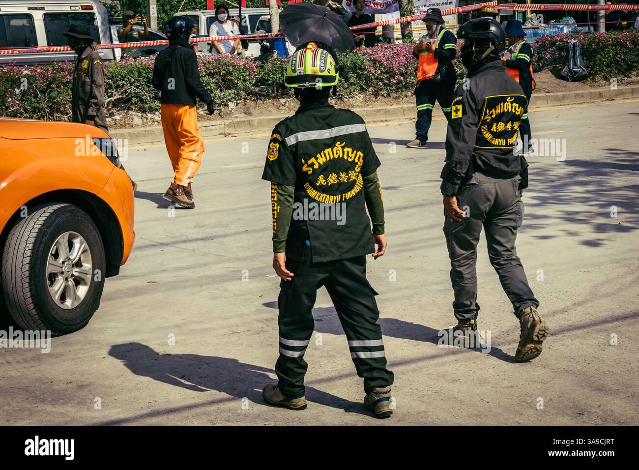 Bangkok, Thailand, March 29, 2025. Rescuers work at the site of a high-rise building under ...