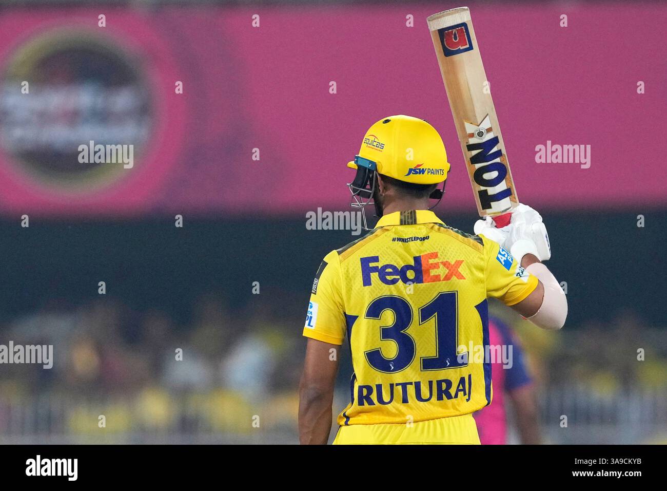 Chennai Super Kings' captain Ruturaj Gaikwad celebrates after scoring ...