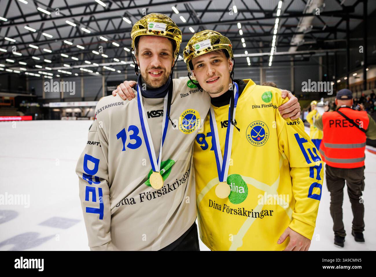 Anton Andersson and Alexander Härndahl of, Sweden. , . after the FIB 2025 Bandy World ...