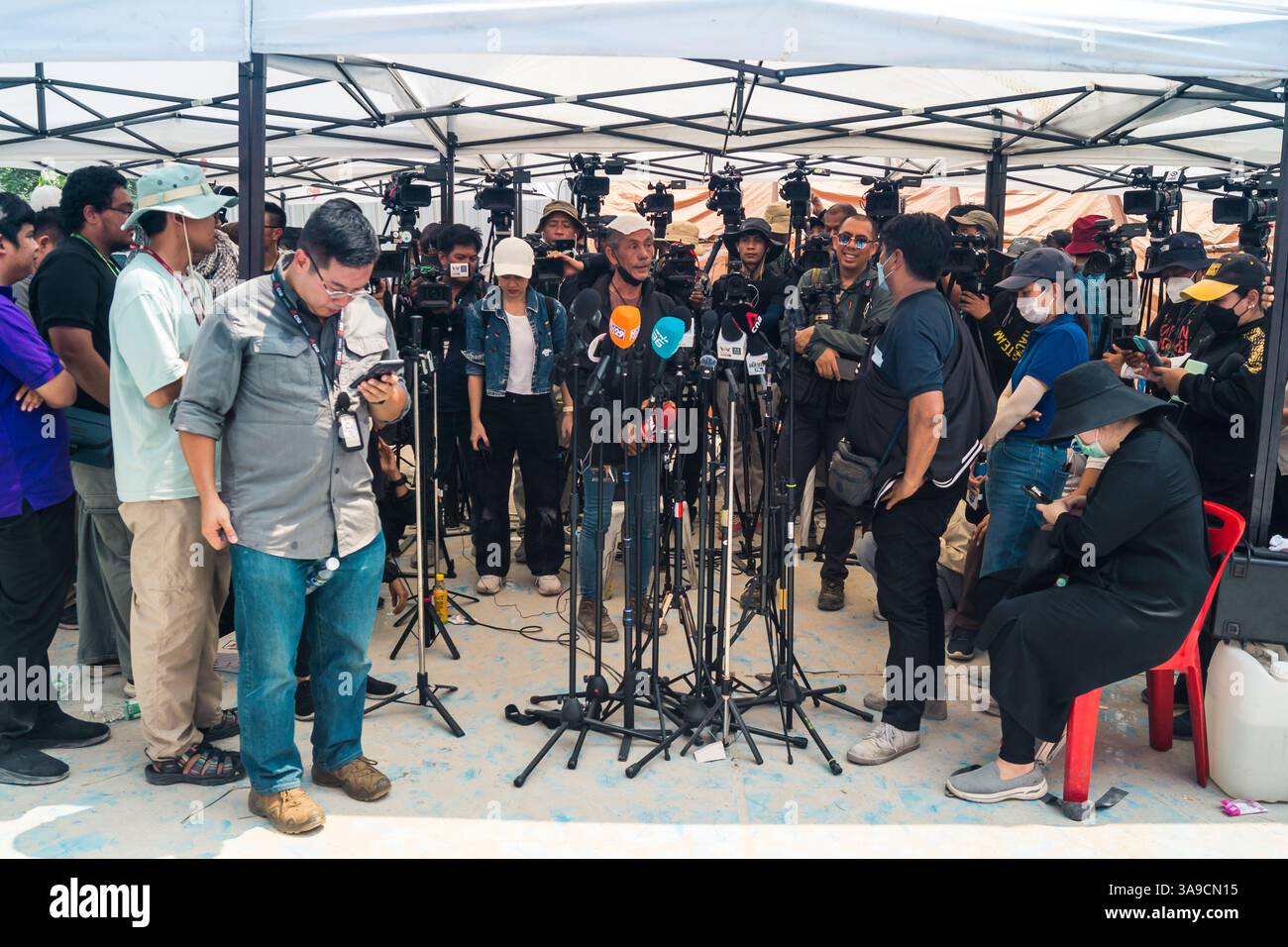 Bangkok, Thailand, March 29, 2025. Journalists from around the world ...