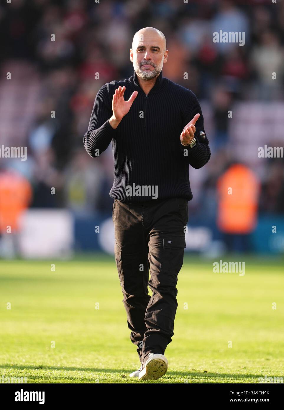 Manchester City manager Pep Guardiola following the Emirates FA Cup ...