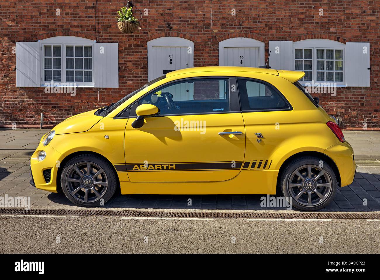 Fiat Abarth 595 in yellow Stock Photo - Alamy