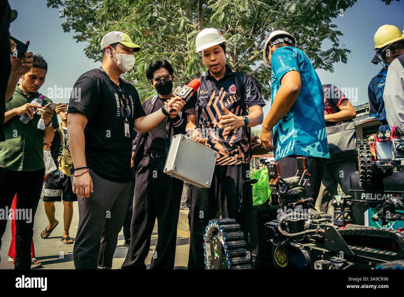 Bangkok, Thailand, March 29, 2025. Rescuers use robots to find ...