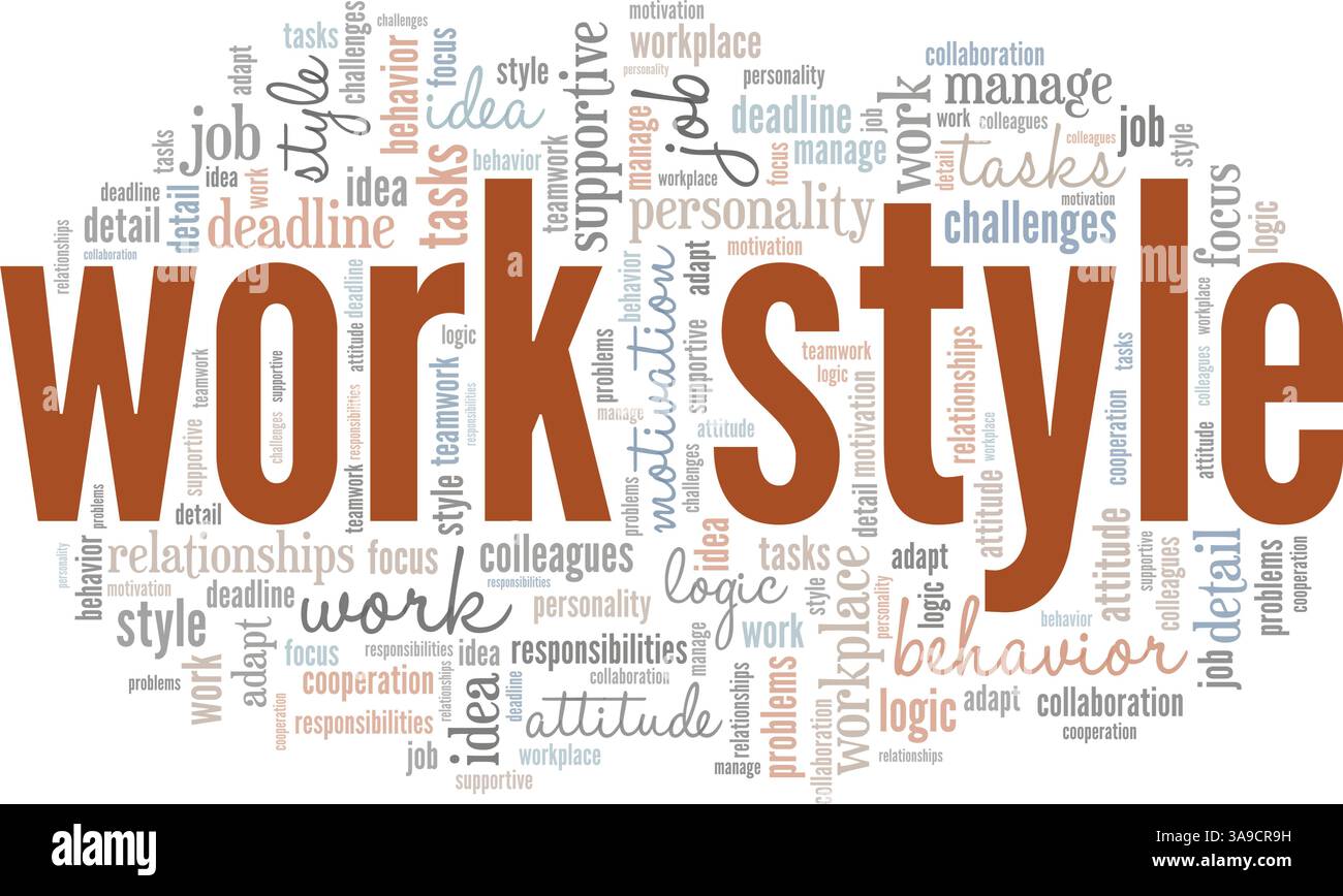 Work Style word cloud conceptual design isolated on white background ...