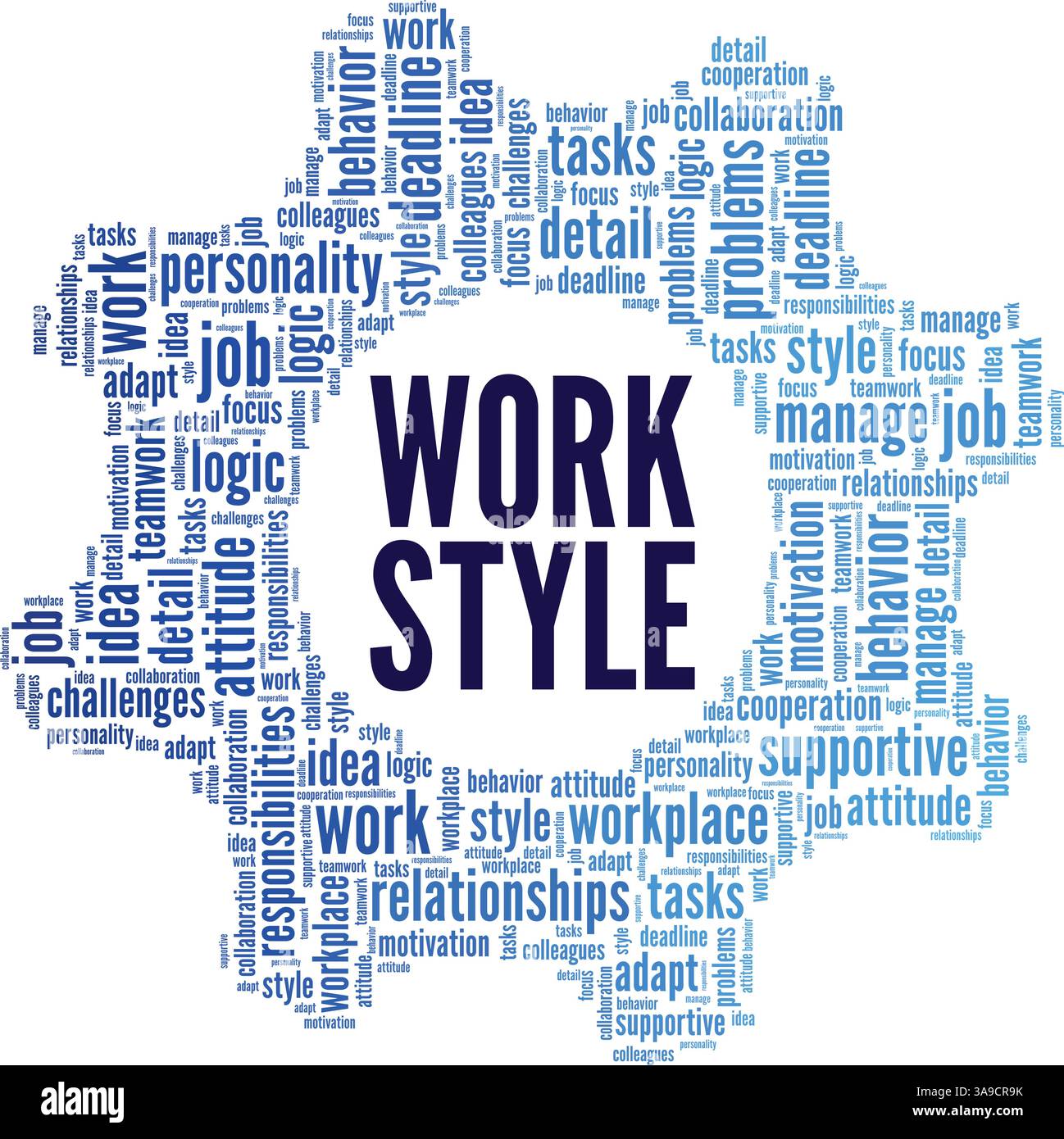 Work Style word cloud conceptual design isolated on white background ...