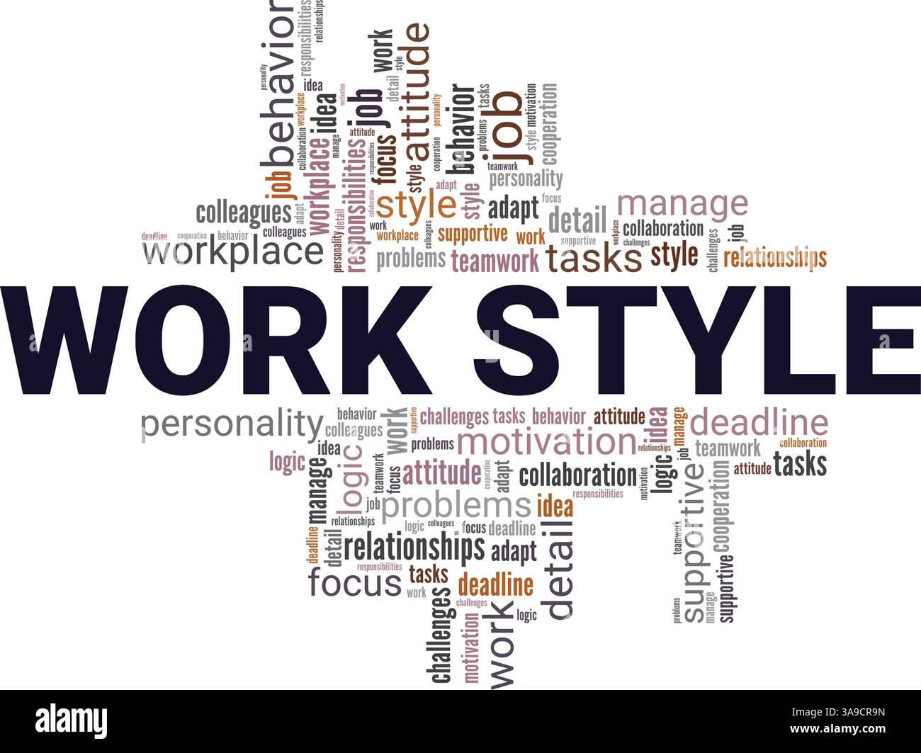 Work Style word cloud conceptual design isolated on white background ...