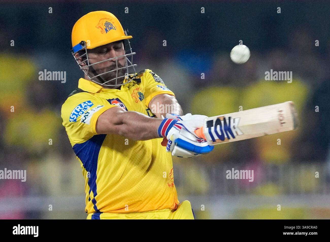 Chennai Super Kings' Mahendra Singh Dhoni bats during the Indian Premier League cricket match ...