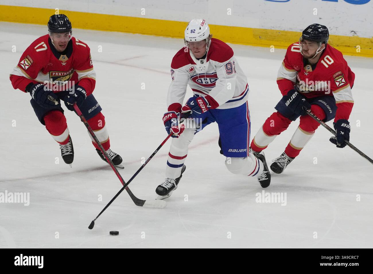 Montreal Canadiens right wing Patrik Laine (92) and Florida Panthers ...
