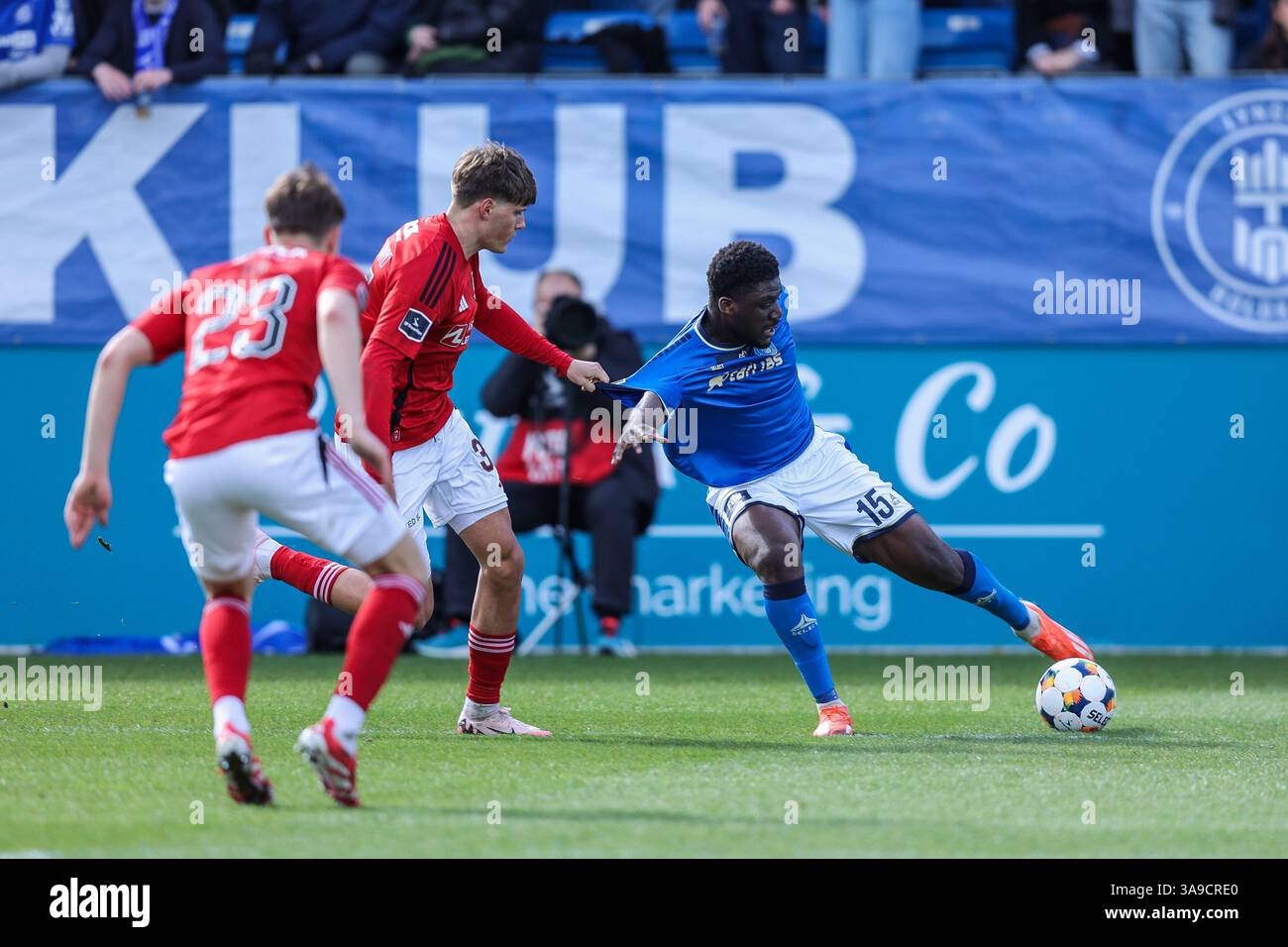 Lyngby, Denmark. 30th, March 2025. Michael Opoku (15) of Lyngby BK seen ...