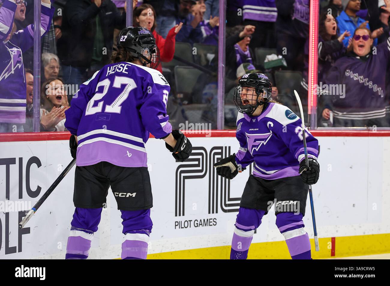 March 30th, 2025: Minnesota Frost forward Taylor Heise (27) and ...
