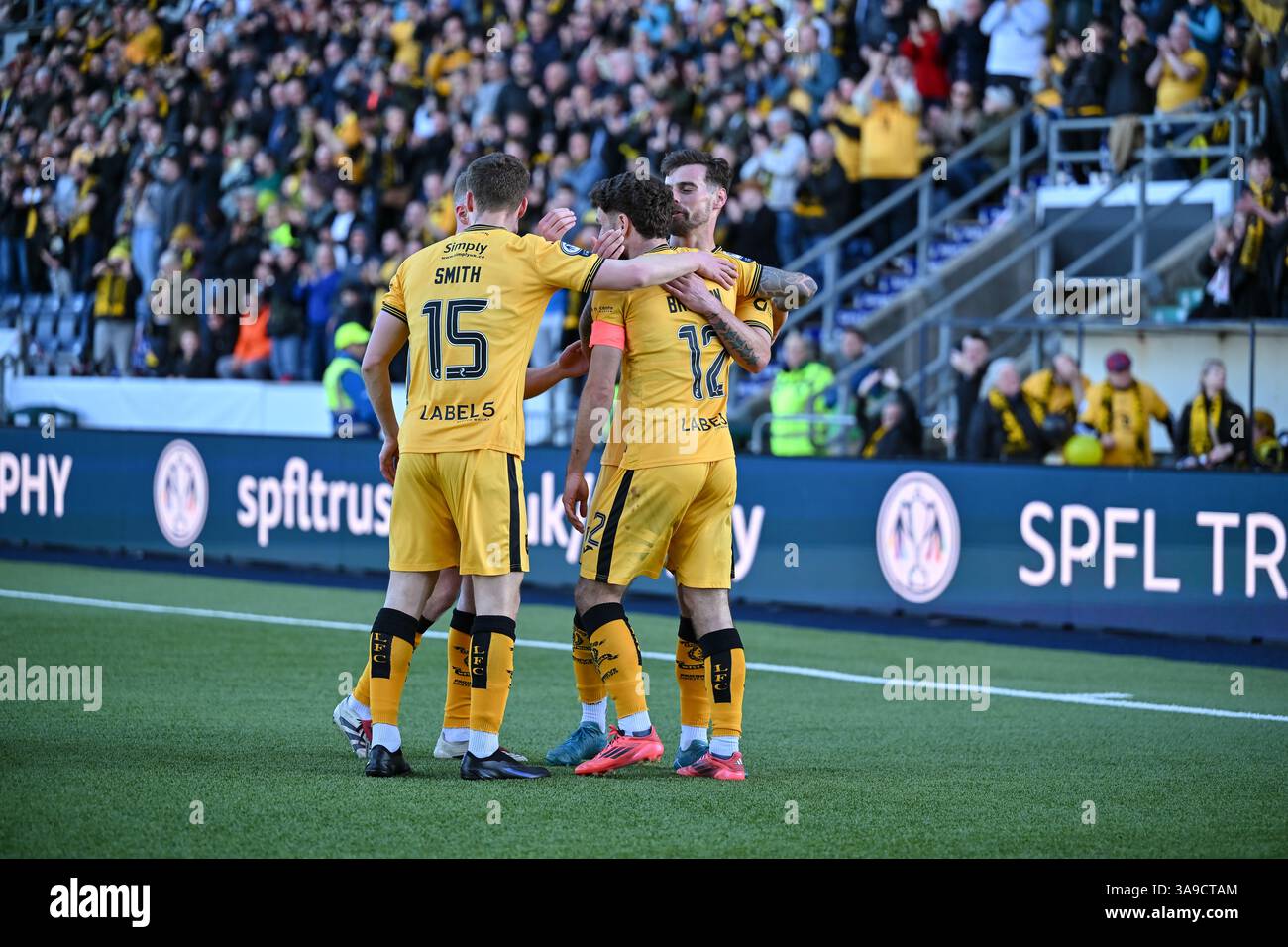 Falkirk, Scotland, UK. 30th March, 2025. Livingston captain Jamie ...