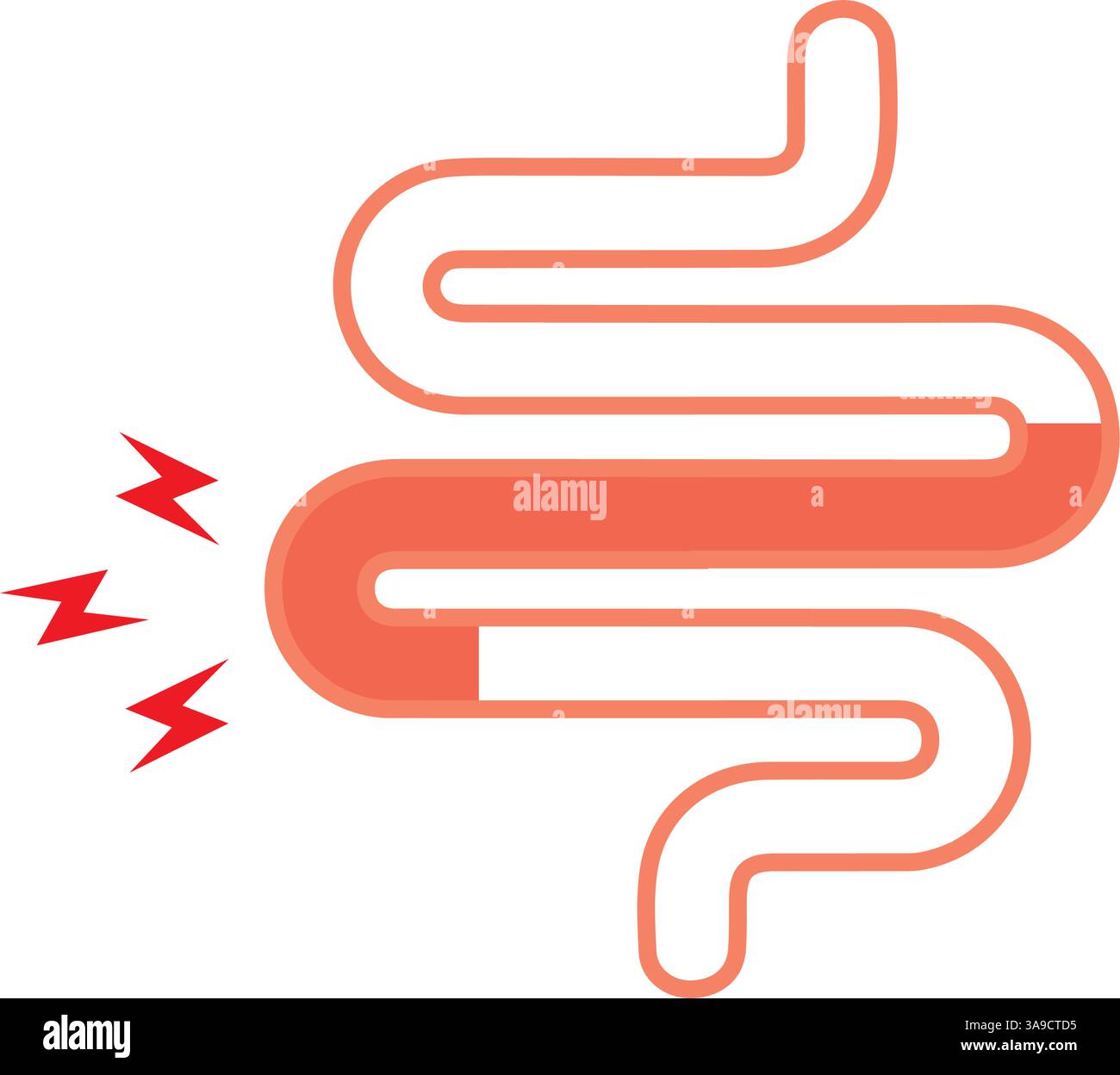 Colitis. Gut constipation icon. Abdominal, bloating vector. Stomach ...