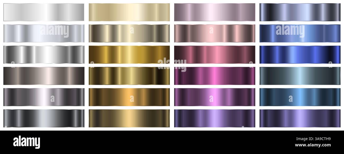 A set of shiny metallic gradients on a white background Stock Vector ...
