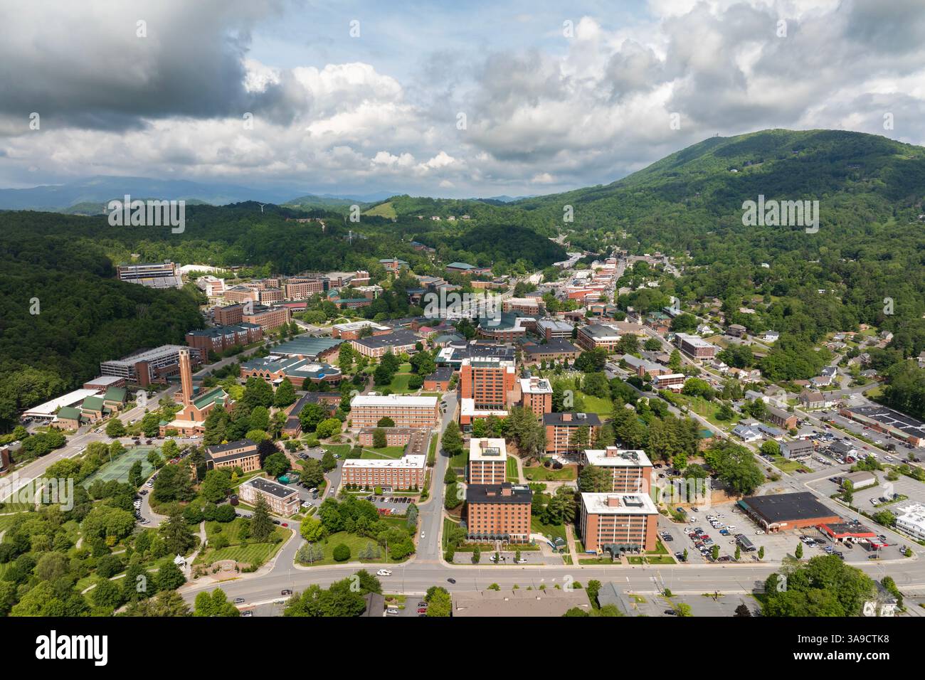 Aerial view of Boone, old historical town in North Carolina Blue Ridge ...