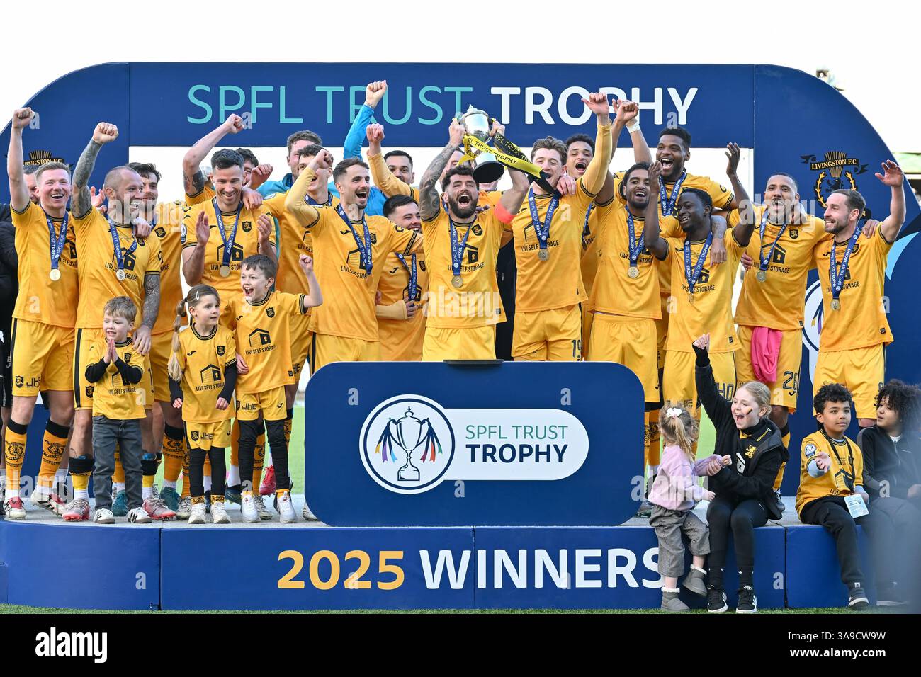 Falkirk, Scotland, UK. 30th March, 2025. Livingston captain Jamie ...