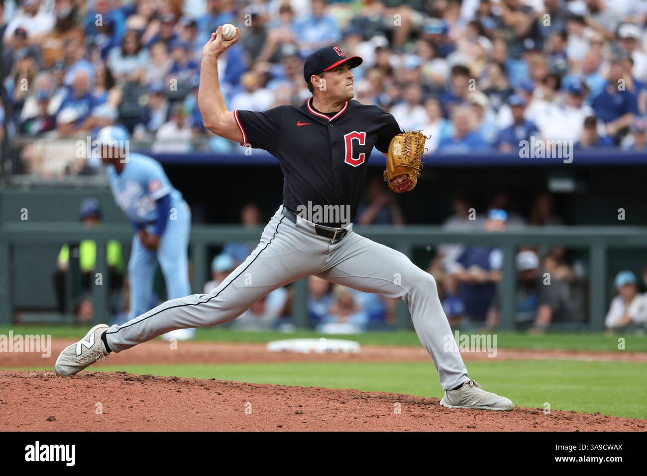 KANSAS CITY, MO - MARCH 29: Cleveland Guardians pitcher Cade Smith (36 ...