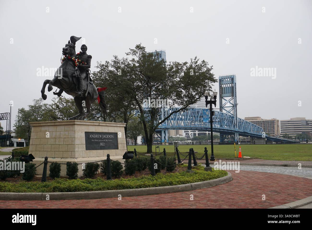 The Andrew Jackson equestrian statue stands on a traffic circle in ...