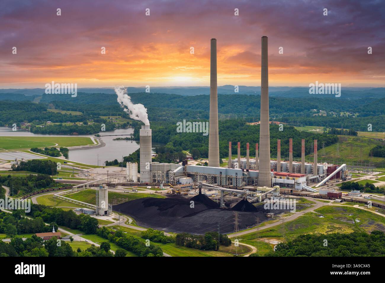 Electric energy production from fossil fuel. Kingston power station in ...