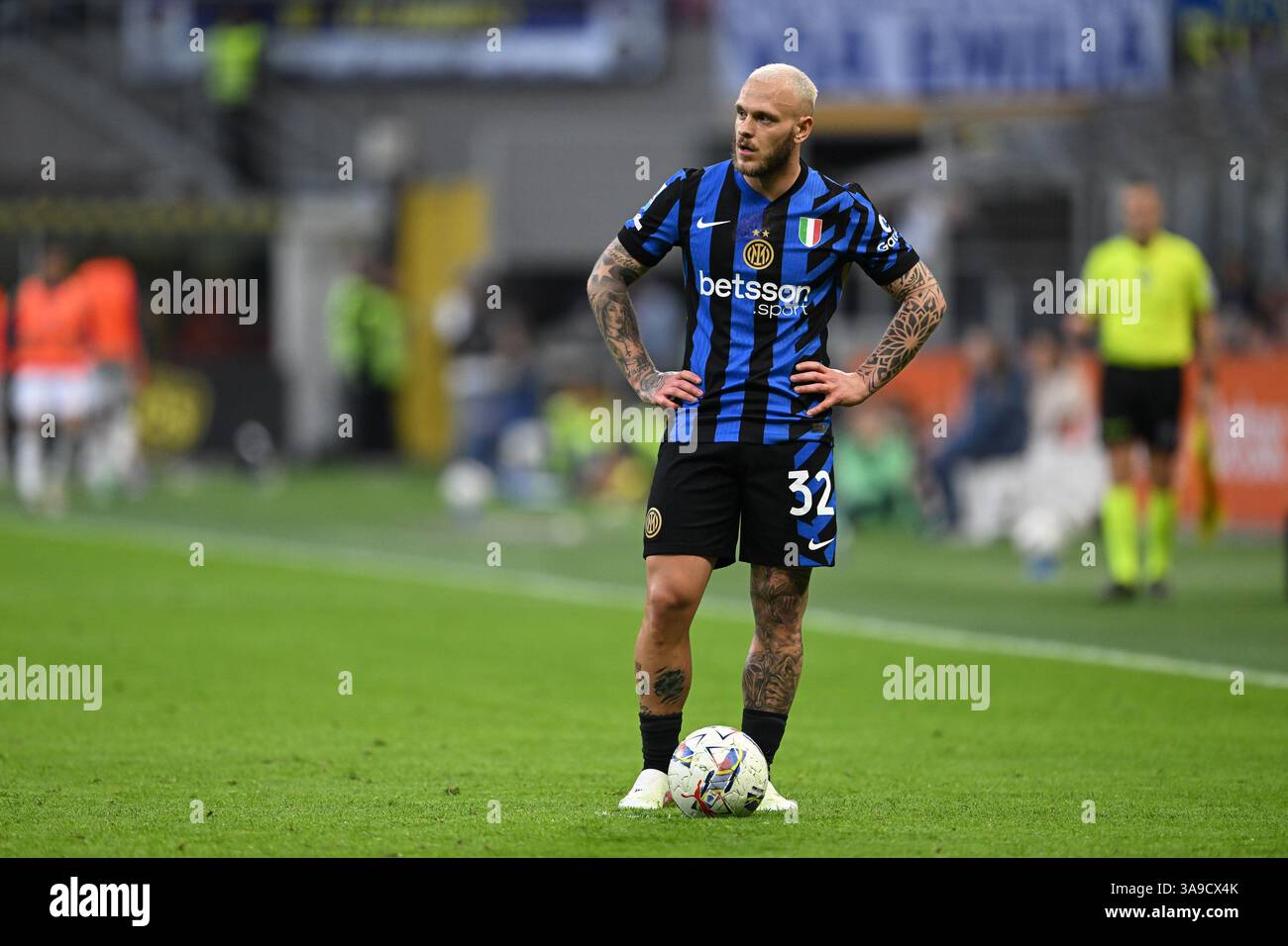 Federico Dimarco of FC Inter in action during the Italian Serie A football match between Inter ...