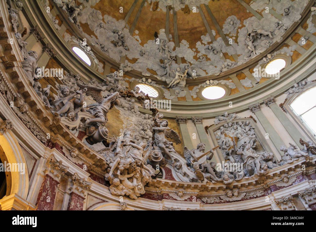 Details of an elaborate Baroque church ceiling, showcasing artistic ...