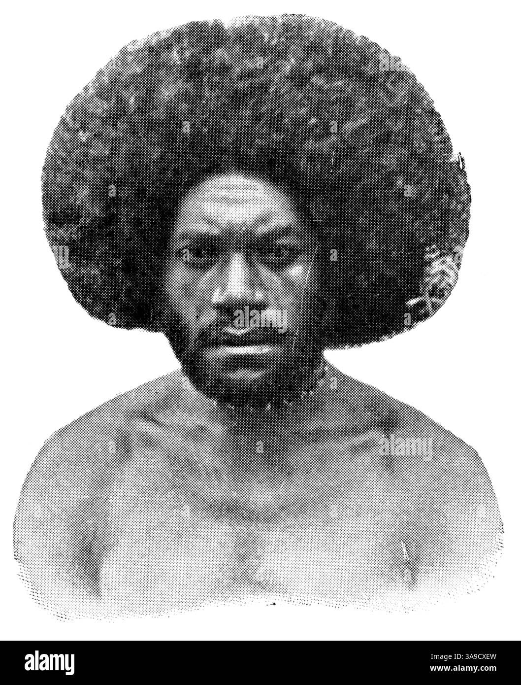 People of Australia and Oceania. Portrait of a man, indigenous to Fiji ...