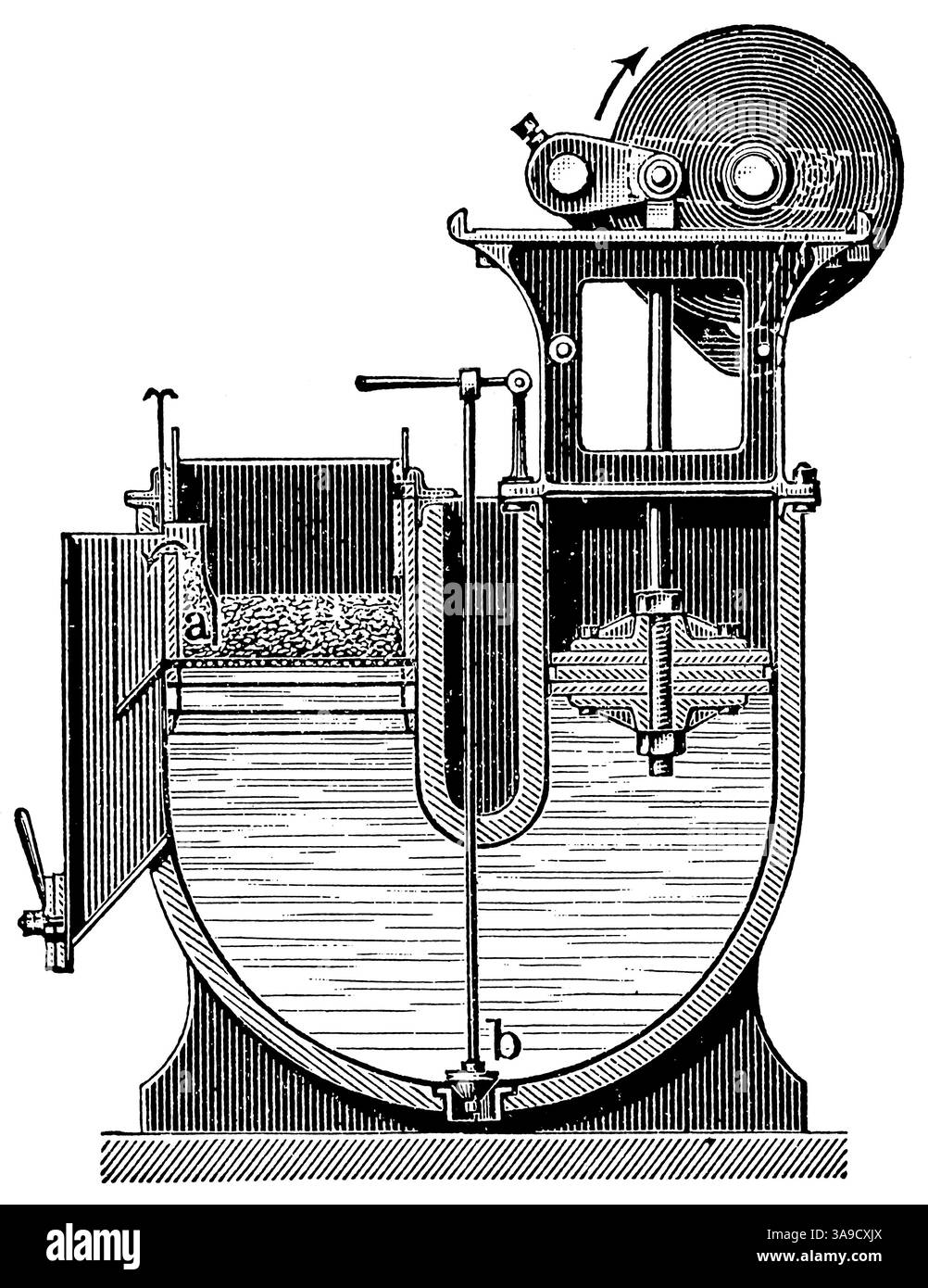 The piston setting machine with a vertical section to demonstrate its ...
