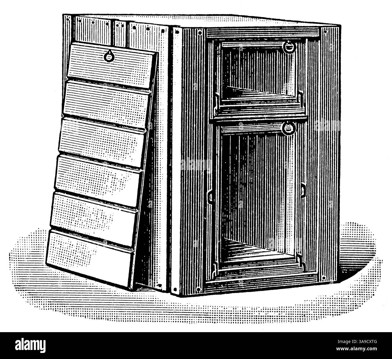 Traditional German box hive. Publication of the "Meyers encyclopedia ...