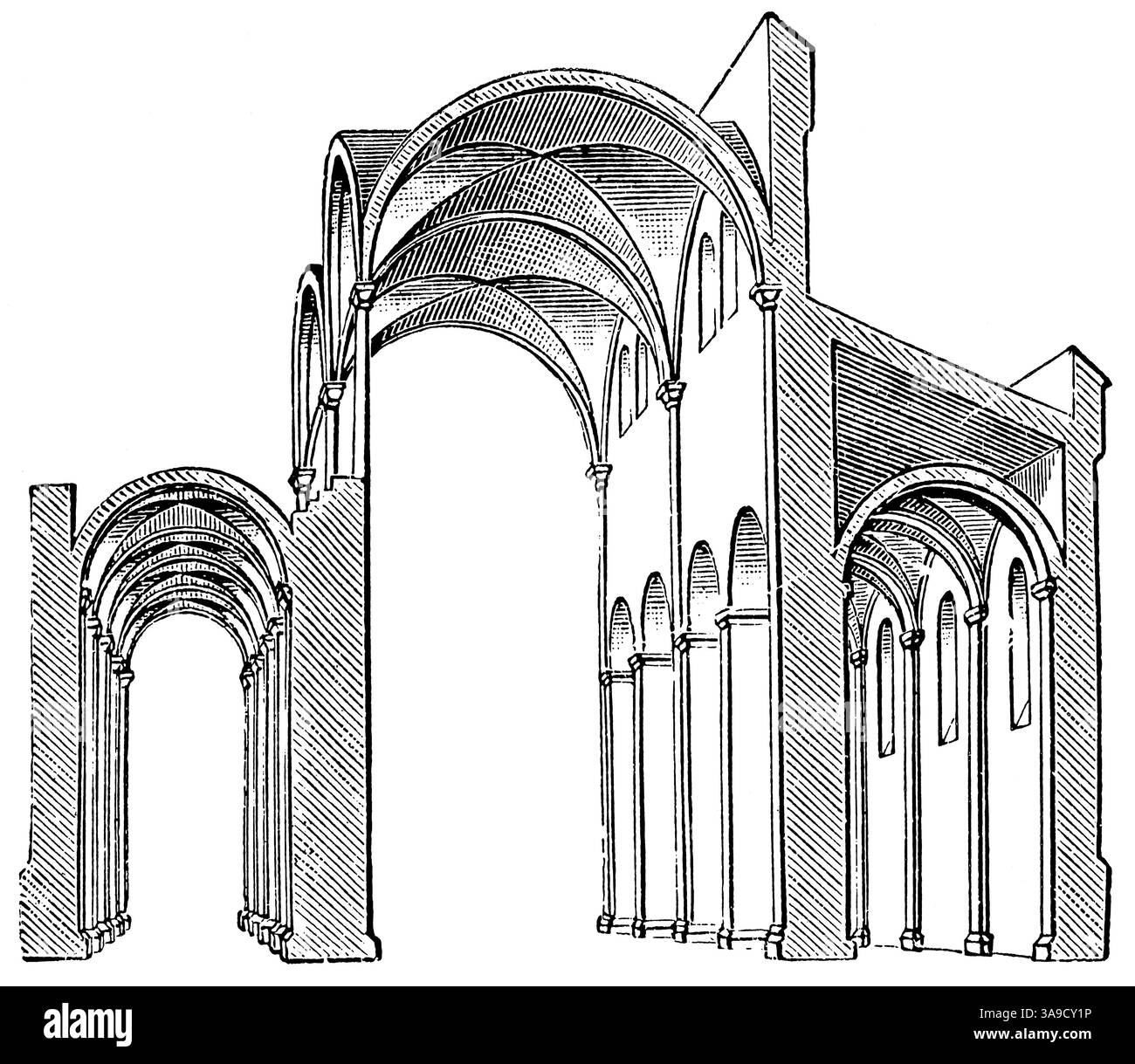 Romanesque groin vault system. Publication of the "Meyers encyclopedia ...