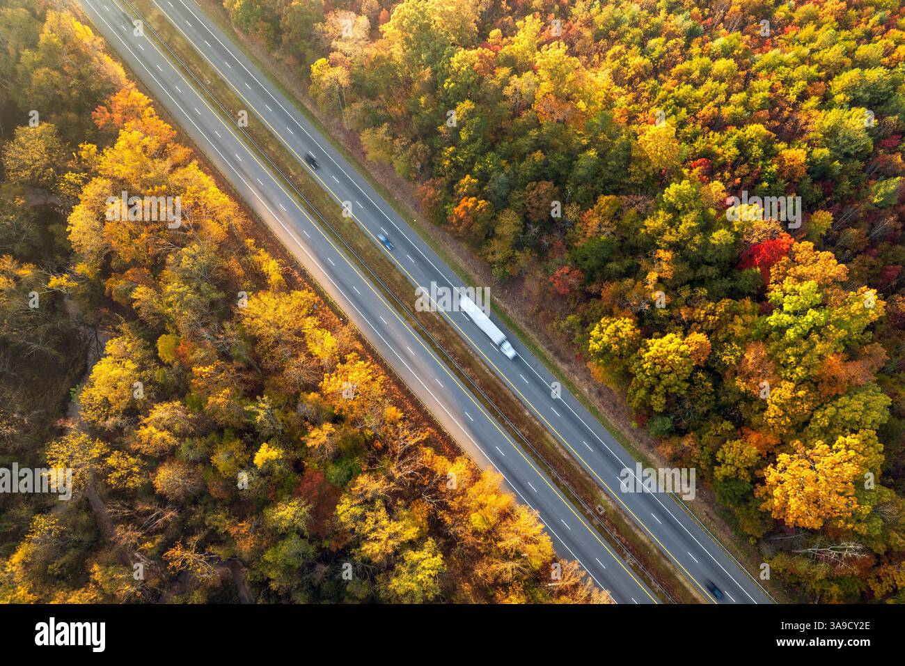 Highway road in North Carolina Appalachian mountains in fall season ...
