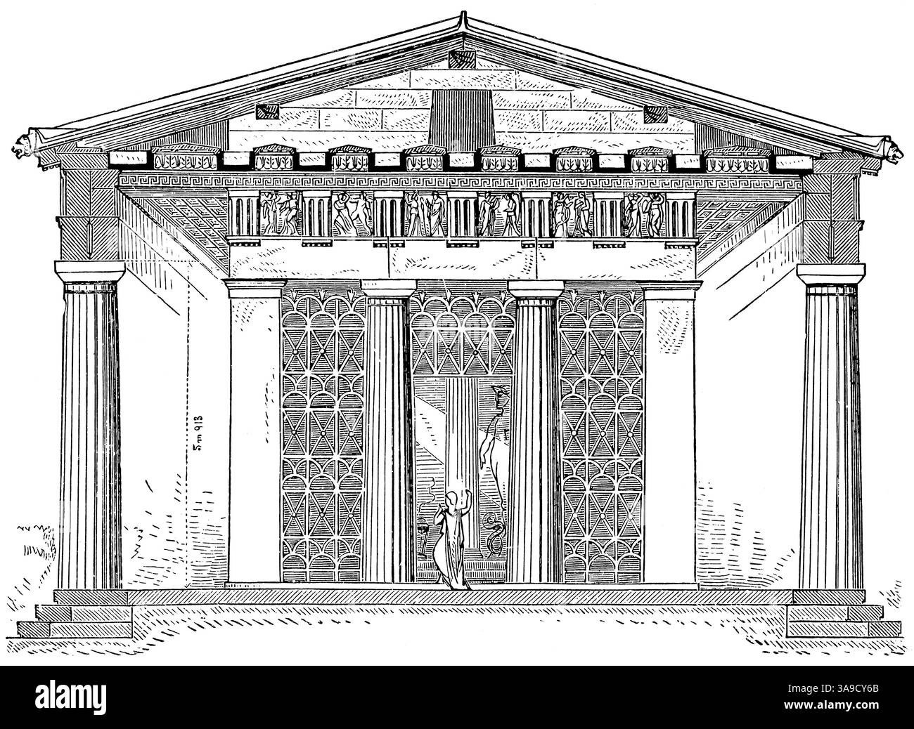 Cross-section of a Doric temple. Publication of the "Meyers ...
