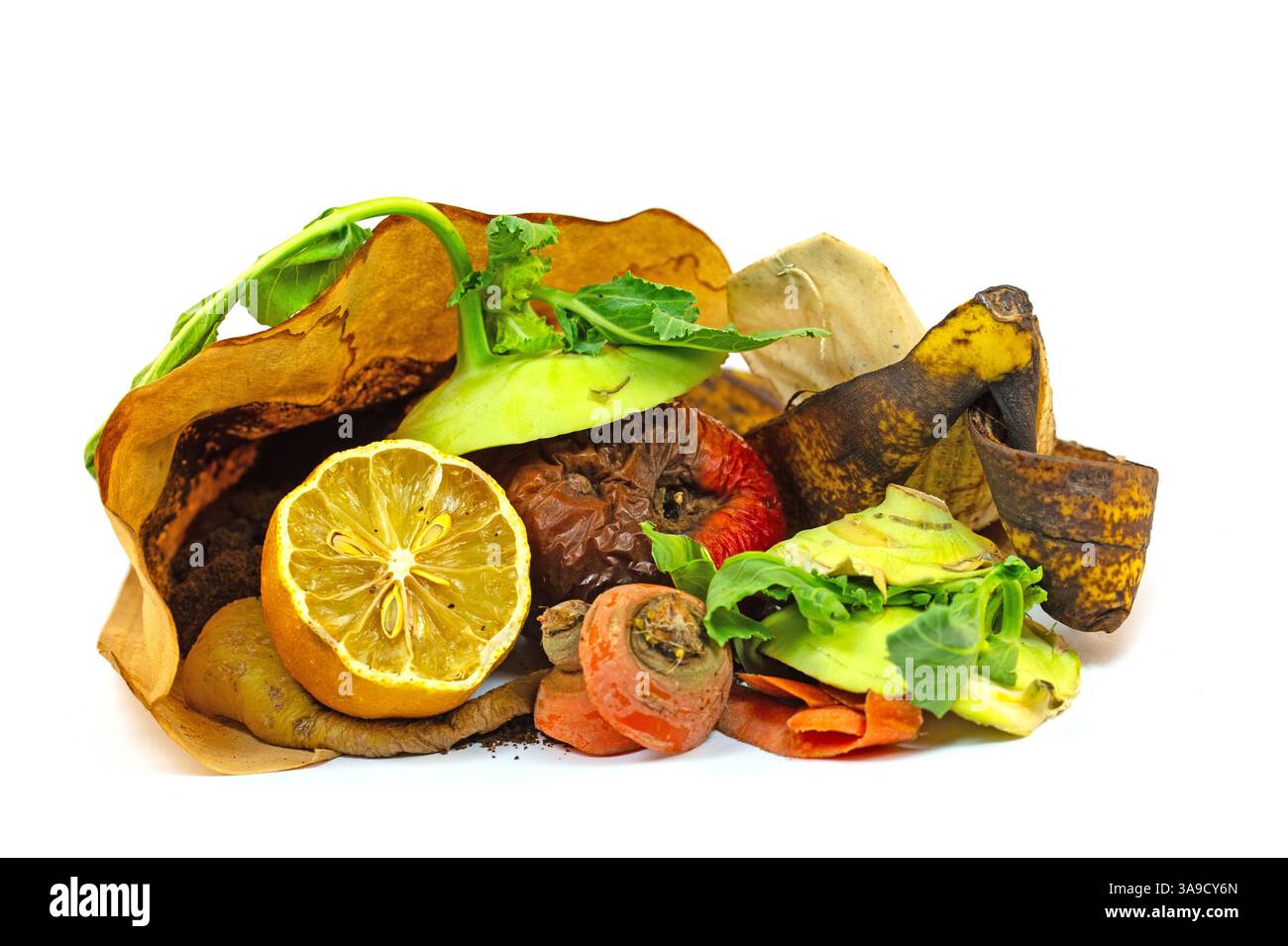 Organic waste for composting against a white background Stock Photo - Alamy