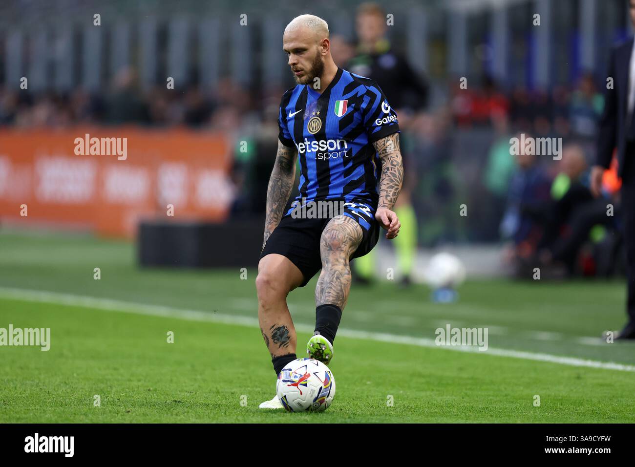 Federico Dimarco of Fc Internazionale in action during the Serie A match beetween Fc ...