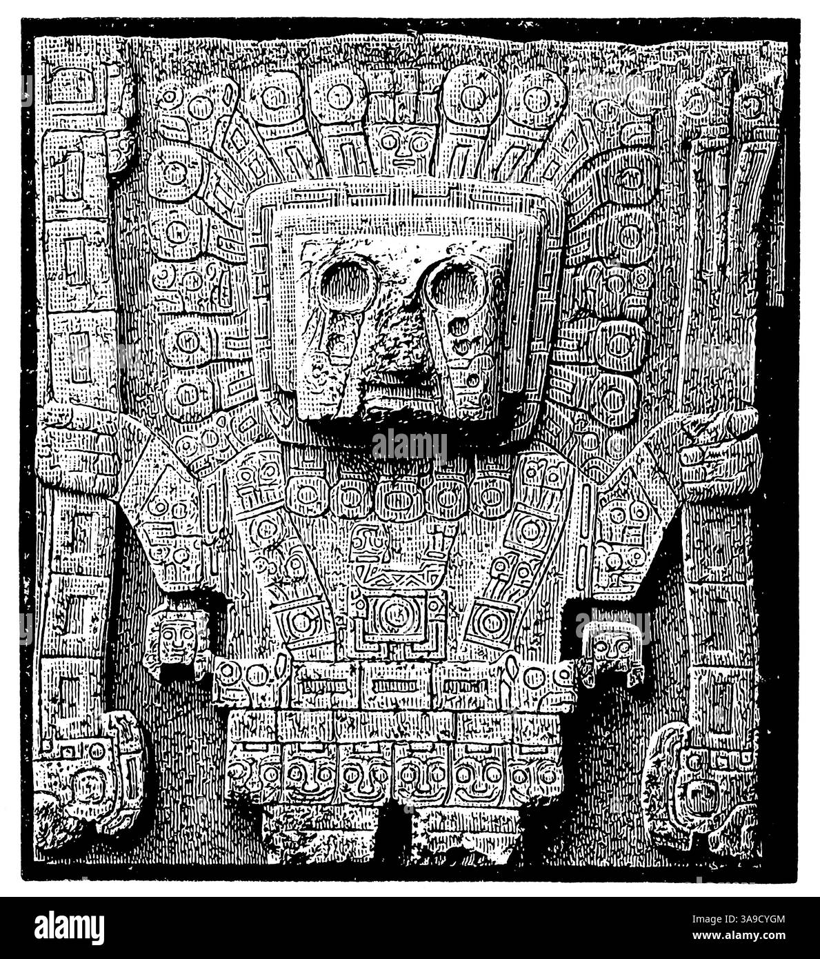 Monolithic Gateway of Tiwanaku, Bolivia. Main character at the monolith ...