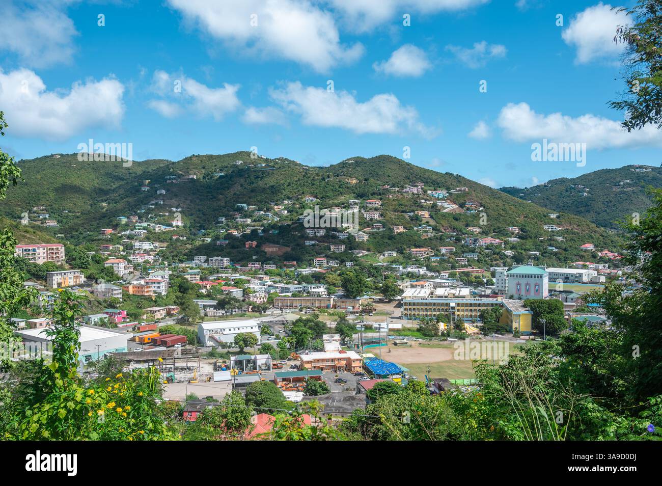 Aerial view of Road Town, Tortola, capital of the British Virgin ...