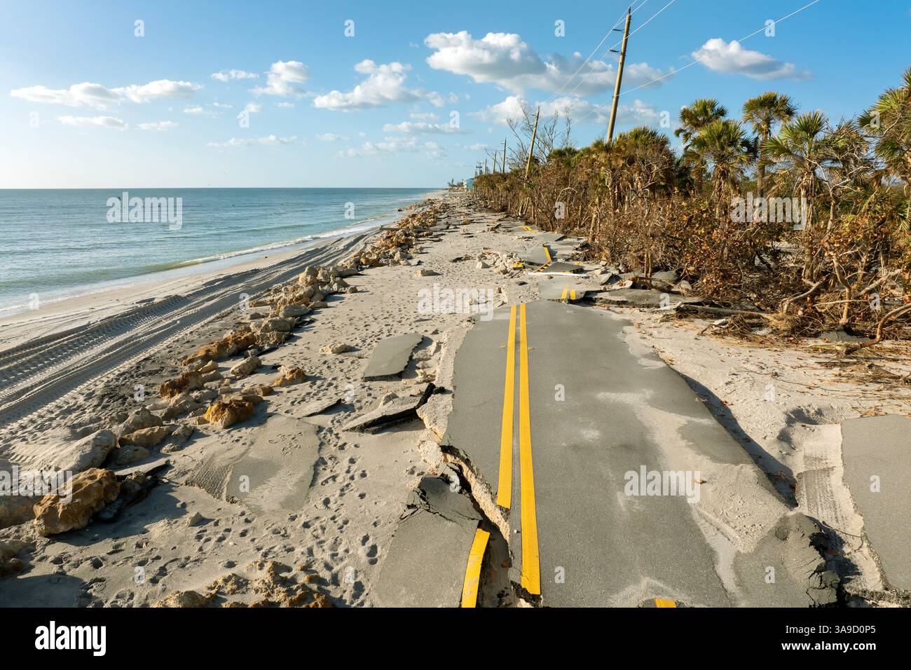 Storm surge destroyed oceanfront road on Gulf coast after hurricane in ...