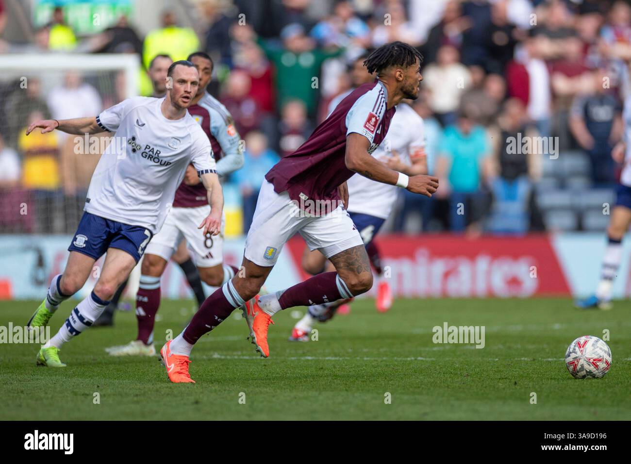 Tyrone Mings #5 of Aston Villa F.C in action during the Emirates FA Cup ...