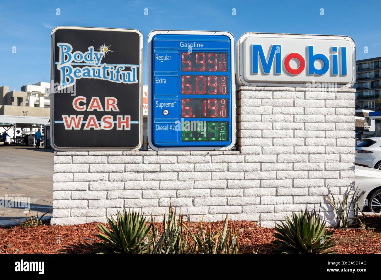 Mobile Gas Station Sign In San Diego California, Showing The Price Of ...