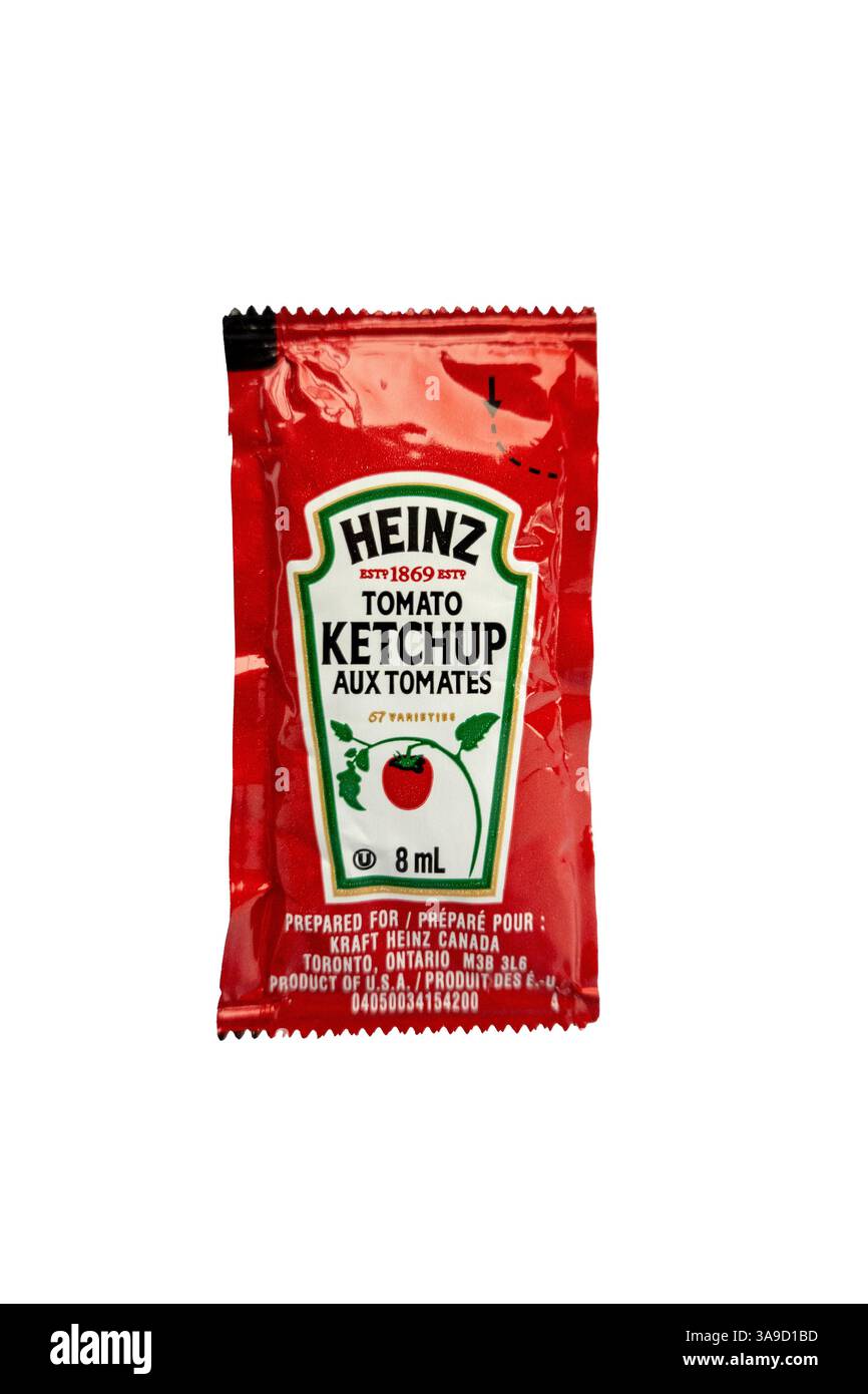 individual Portion Sachet Of Heinz Ketchup Isolated White Background ...