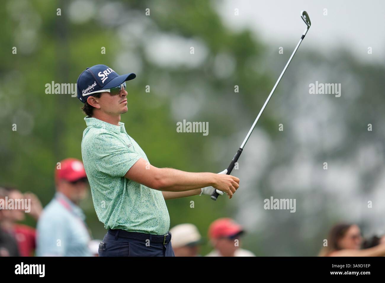 Nico Echavarria, of Columbia, hits from the second tee during the final ...