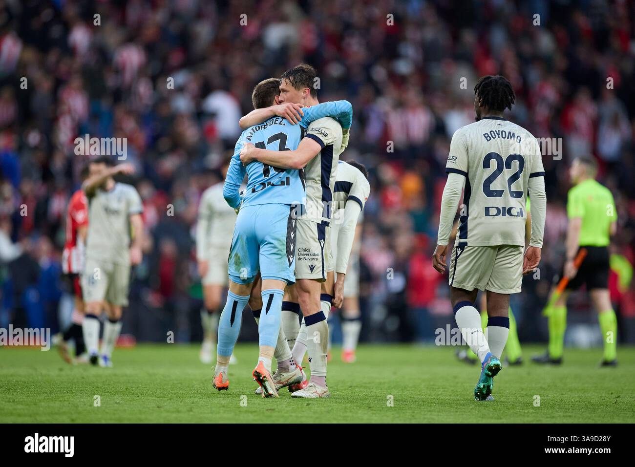 Jorge Herrando and Aitor Fernandez of CA Osasuna reacts during the ...