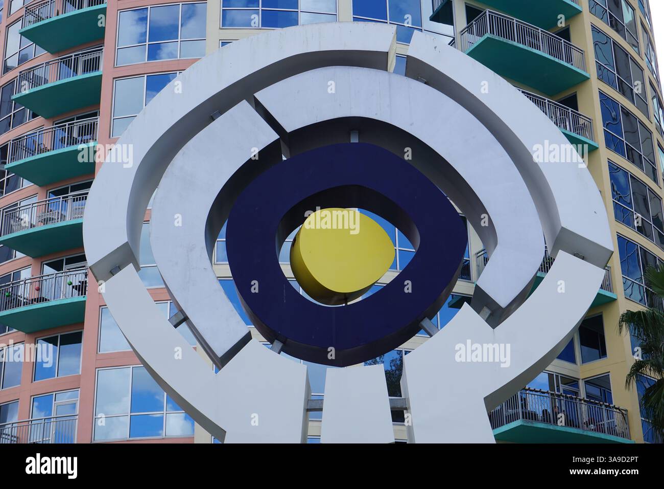 Close up of Lake Eola Art, a modern art sculpture of an eyeball at Lake ...