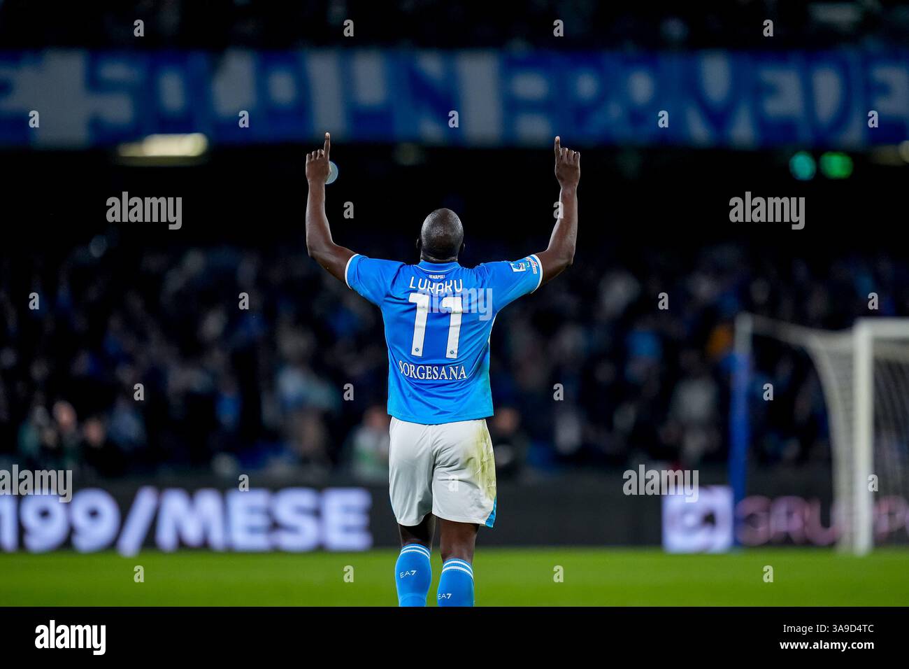 Naples, Italy. 30th Mar, 2025. Romelu Lukaku of SSC Napoli celebrates ...