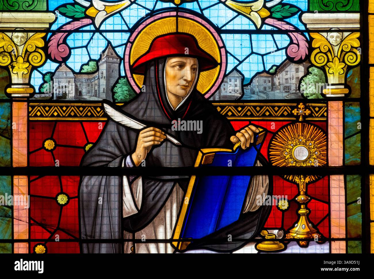 Saint-Chef, France - 03-21-2025: Stained glass (1912) of Blessed Hugues ...