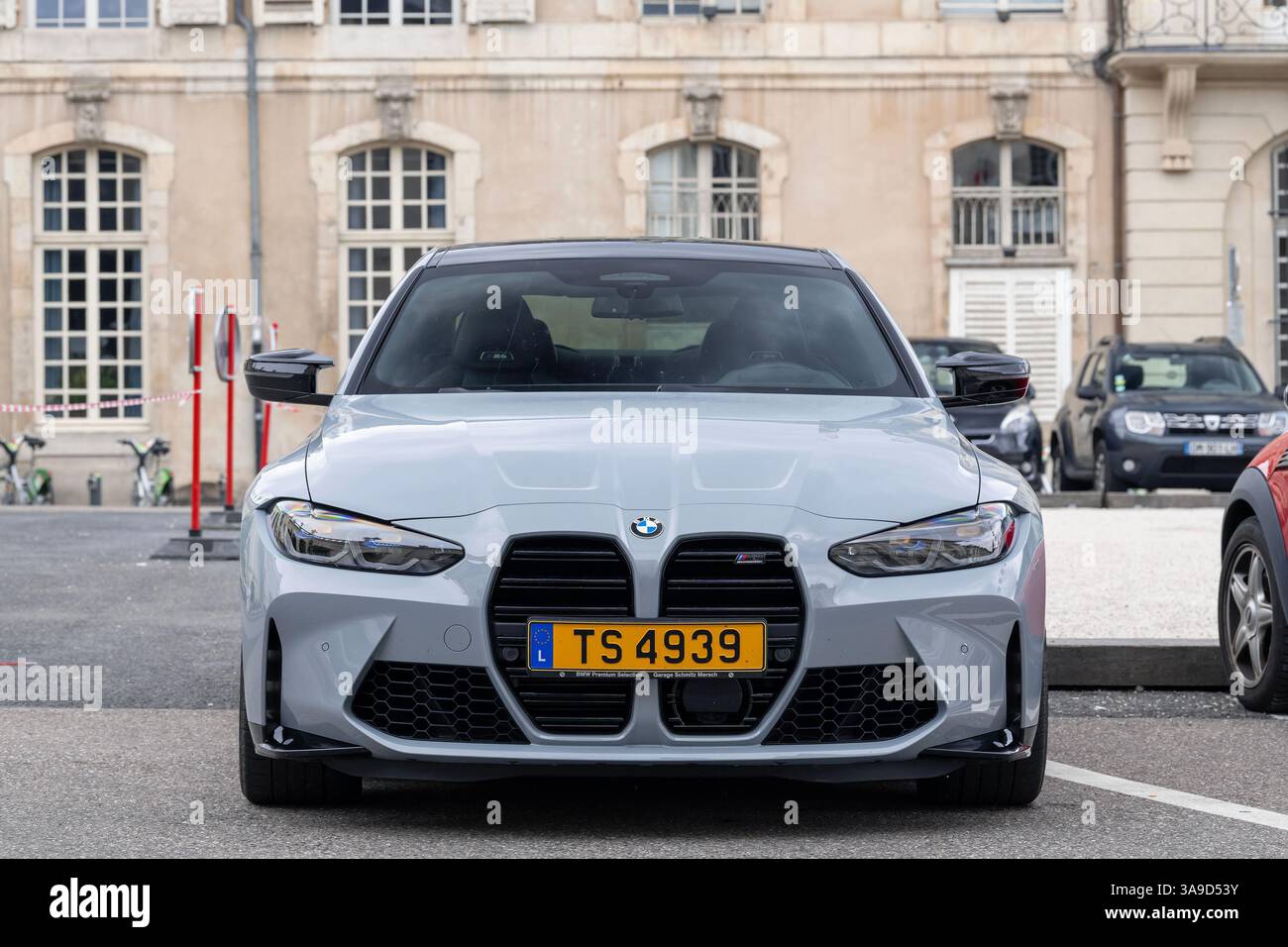 Nancy, France - View on a grey BMW M4 Competition Coupé G82 parked on a ...
