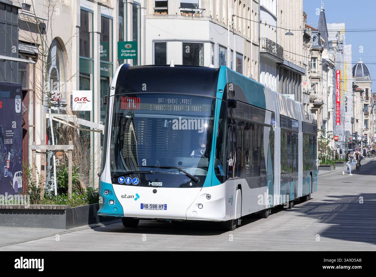 Nancy, France - View on a bi-articulated trolleybus Hess lighTram 25 ...
