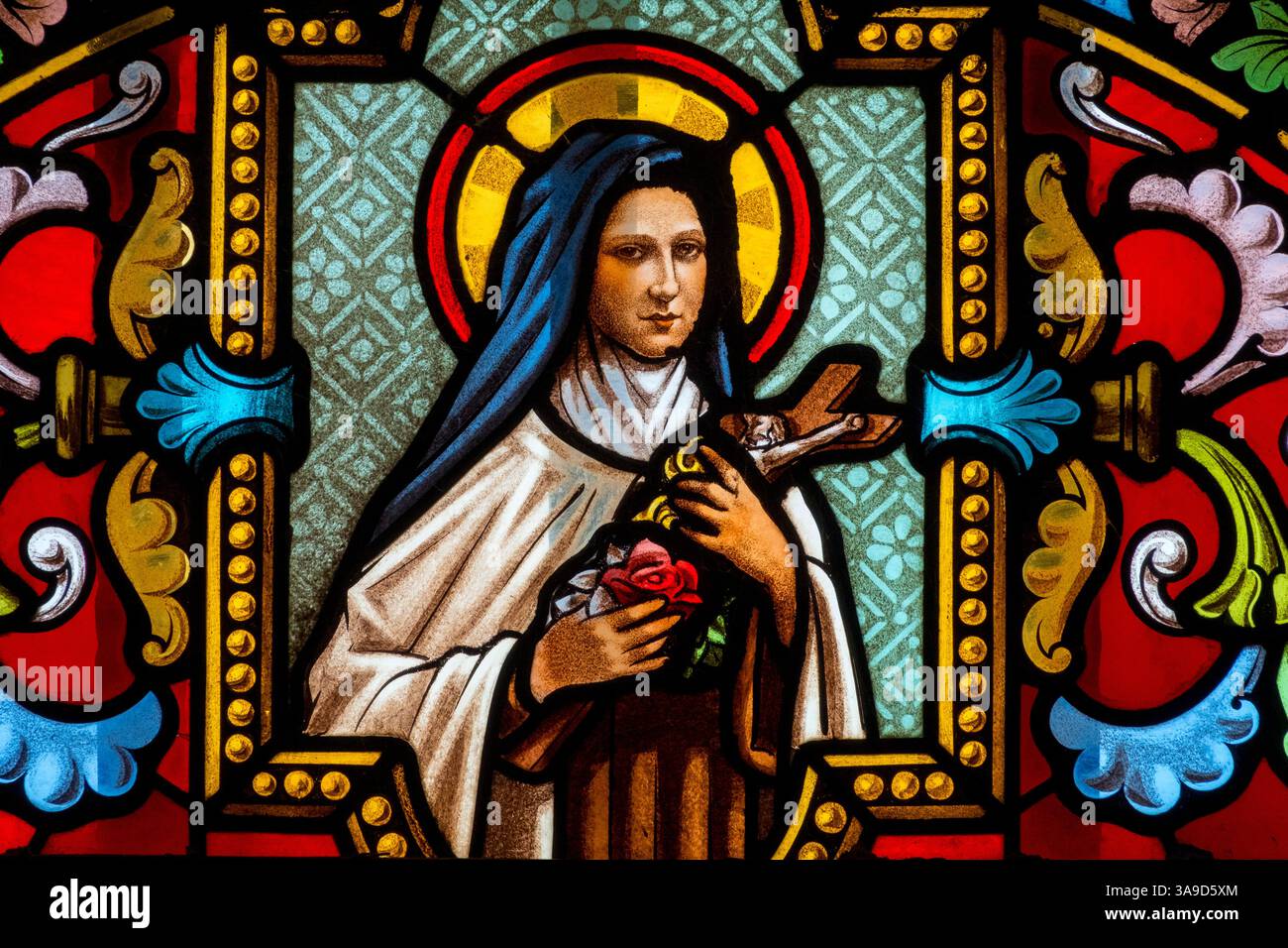La Tour, France - 03-28-2025: Stained glass (1931) of St. Therese of ...