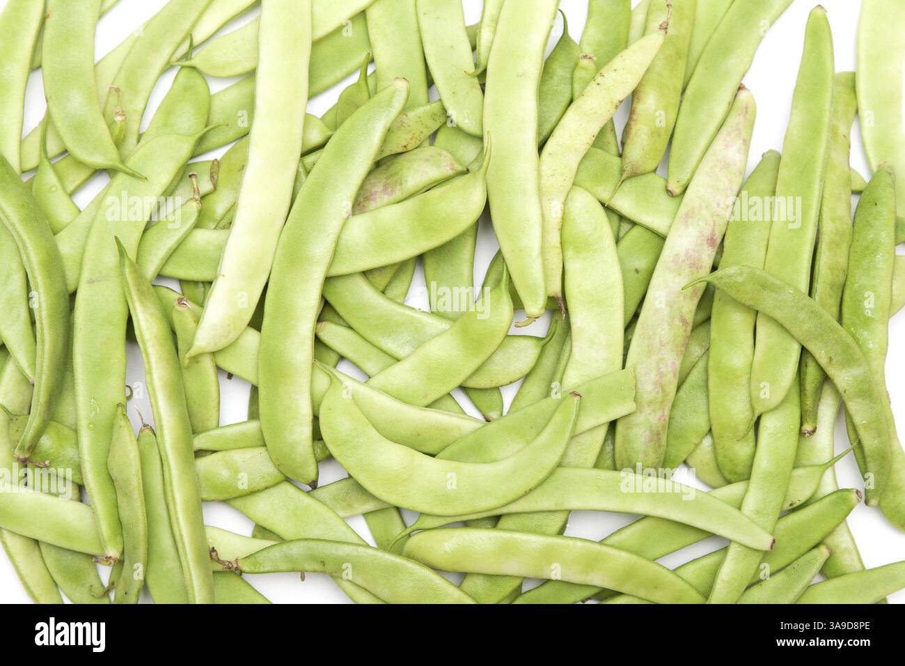 Green beans in the form of a white background Stock Photo - Alamy