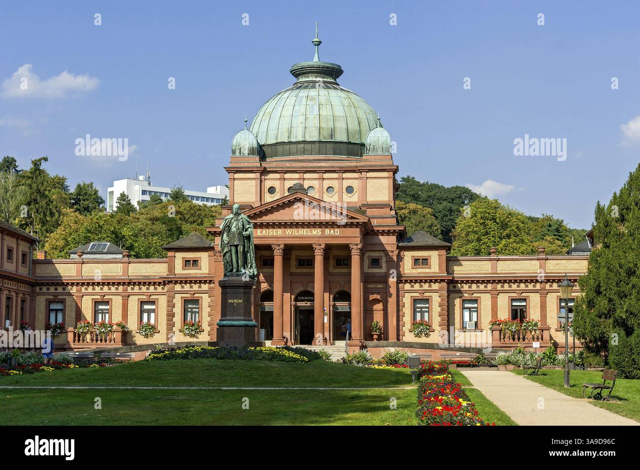 Kaiser-Wilhelms-Bad, bathhouse, statue of Kaiser Wilhelm I, bronze ...
