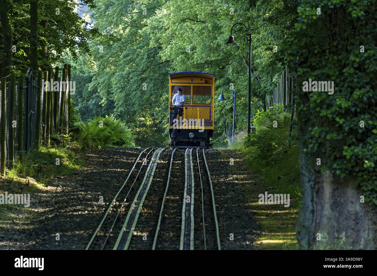 Historic funicular railway, rack and pinion funicular railway with ...