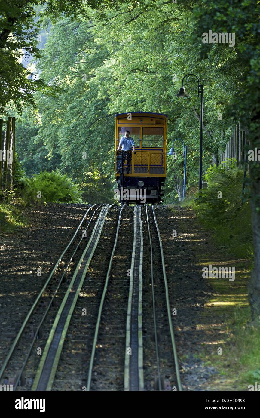 Historic funicular railway, rack and pinion funicular railway with ...